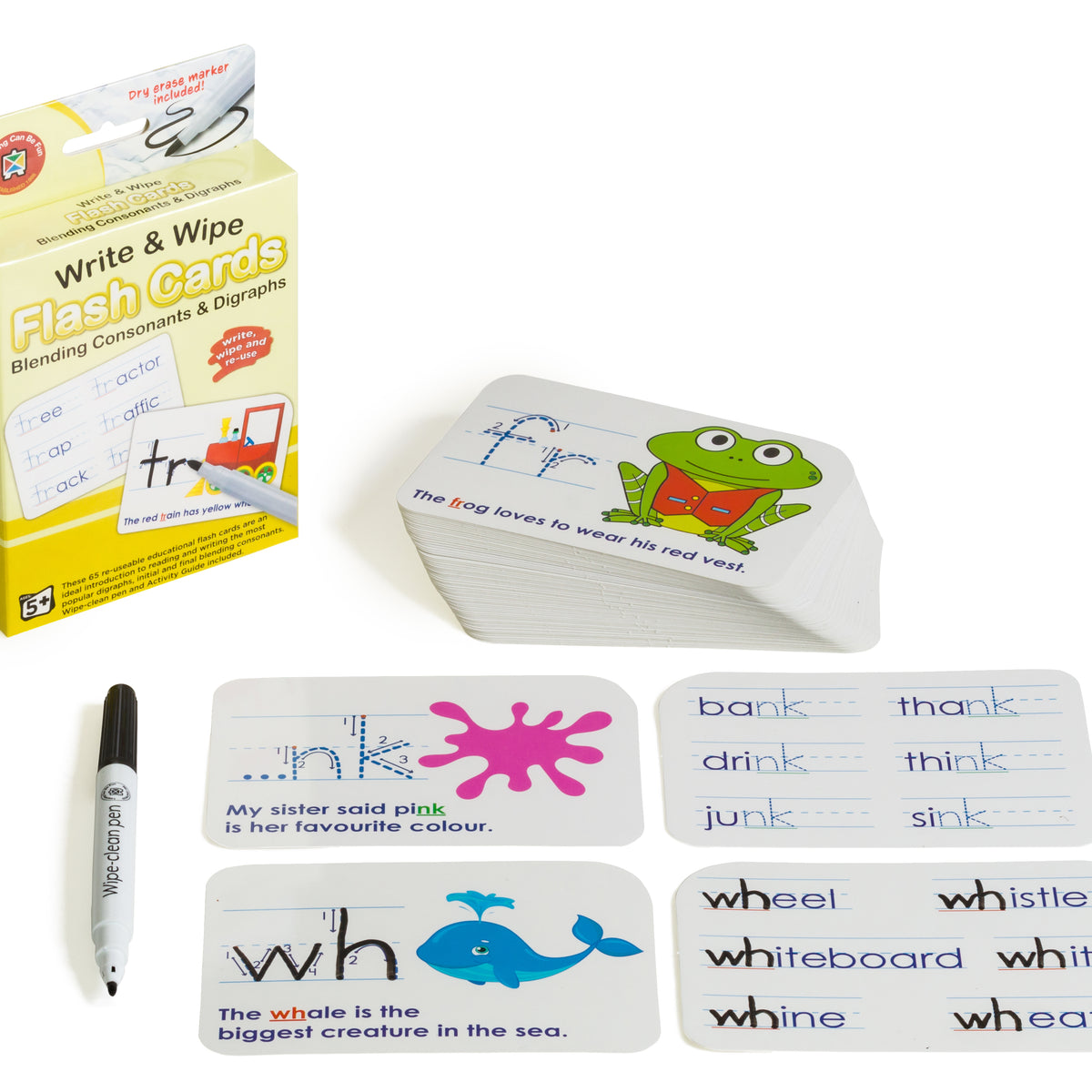 Write & Wipe Flash Cards Blending Consonants & Digraphs | Educational ...