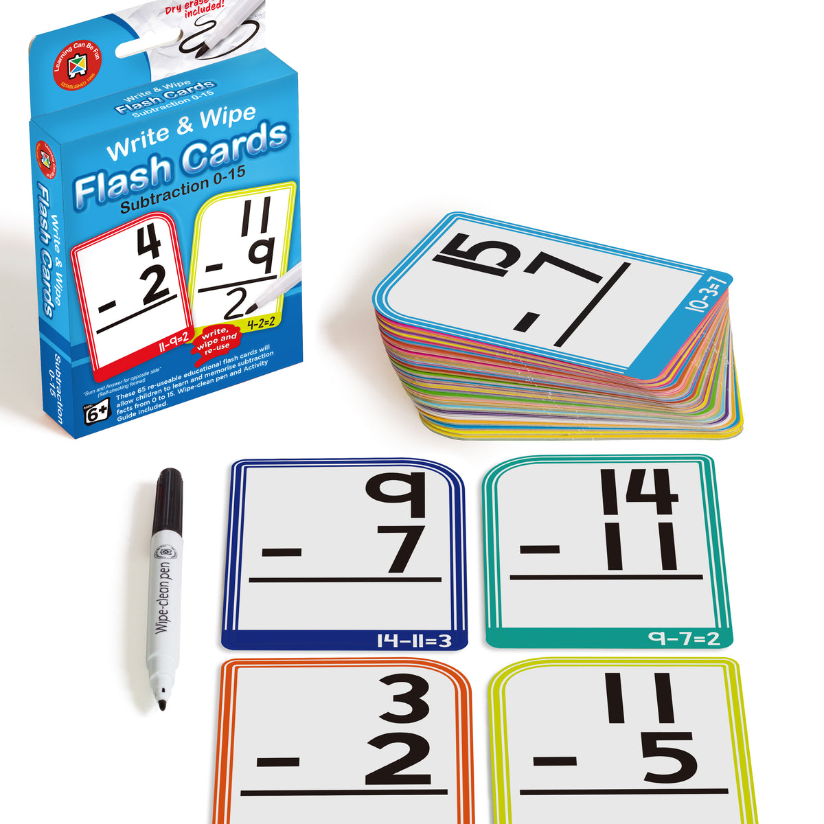 Write & Wipe Flash Cards Subtraction 0-15