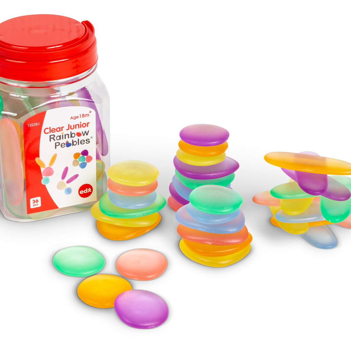 Clear Junior Rainbow Pebbles - 36 pc | Educational Vantage