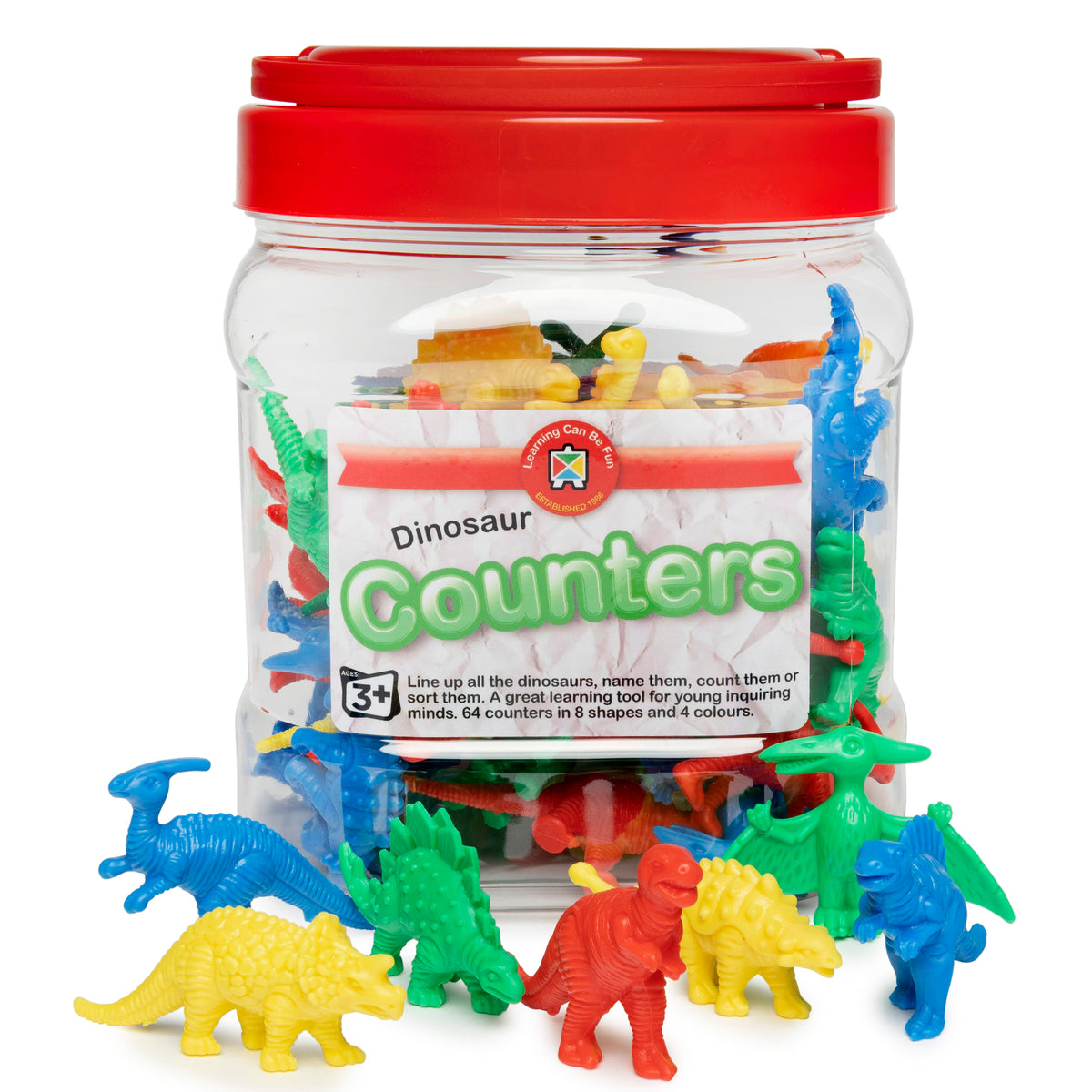 Dinosaur Counters Jar of 64 | Educational Vantage