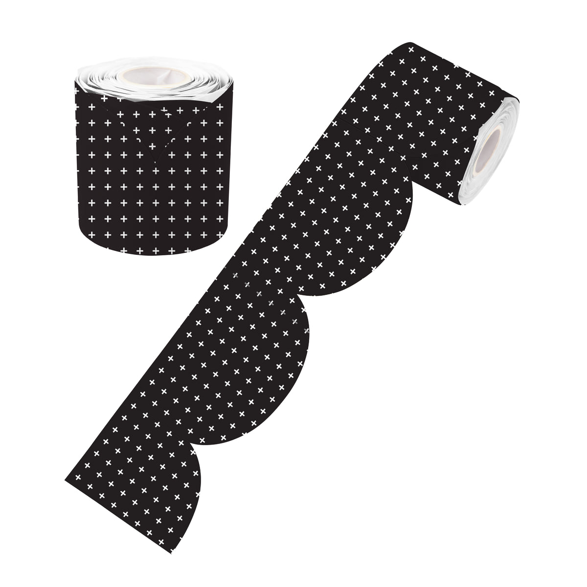 Black and White Crosses Rolled Scalloped Border | Educational Vantage