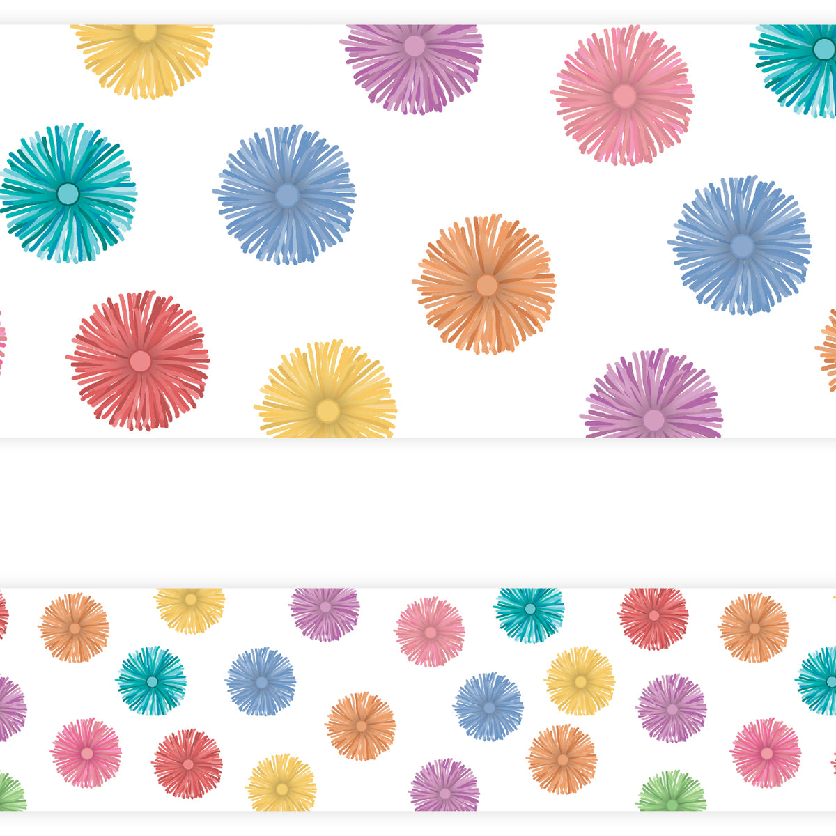 Colour Burst Pom Poms Border | Educational Vantage
