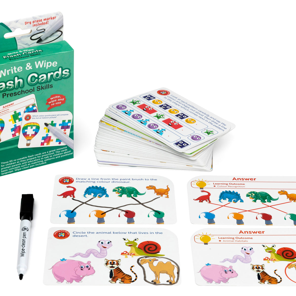 Write & Wipe Flash Cards Preschool Skills | Educational Vantage