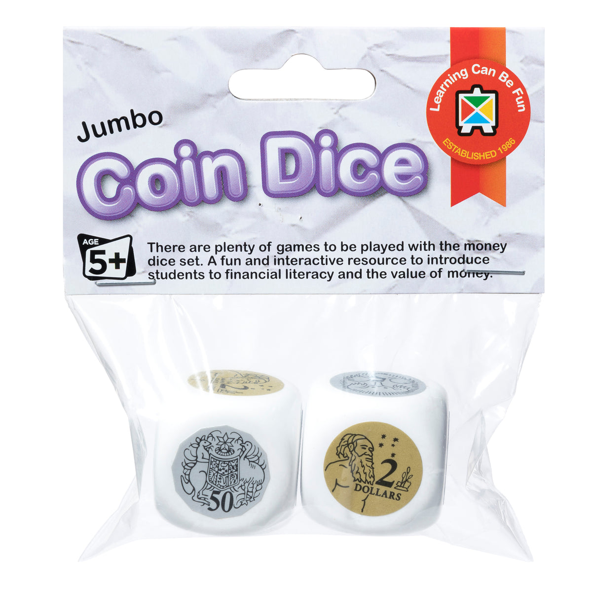 Jumbo Australian Coin Dice Set of 2 | Educational Vantage