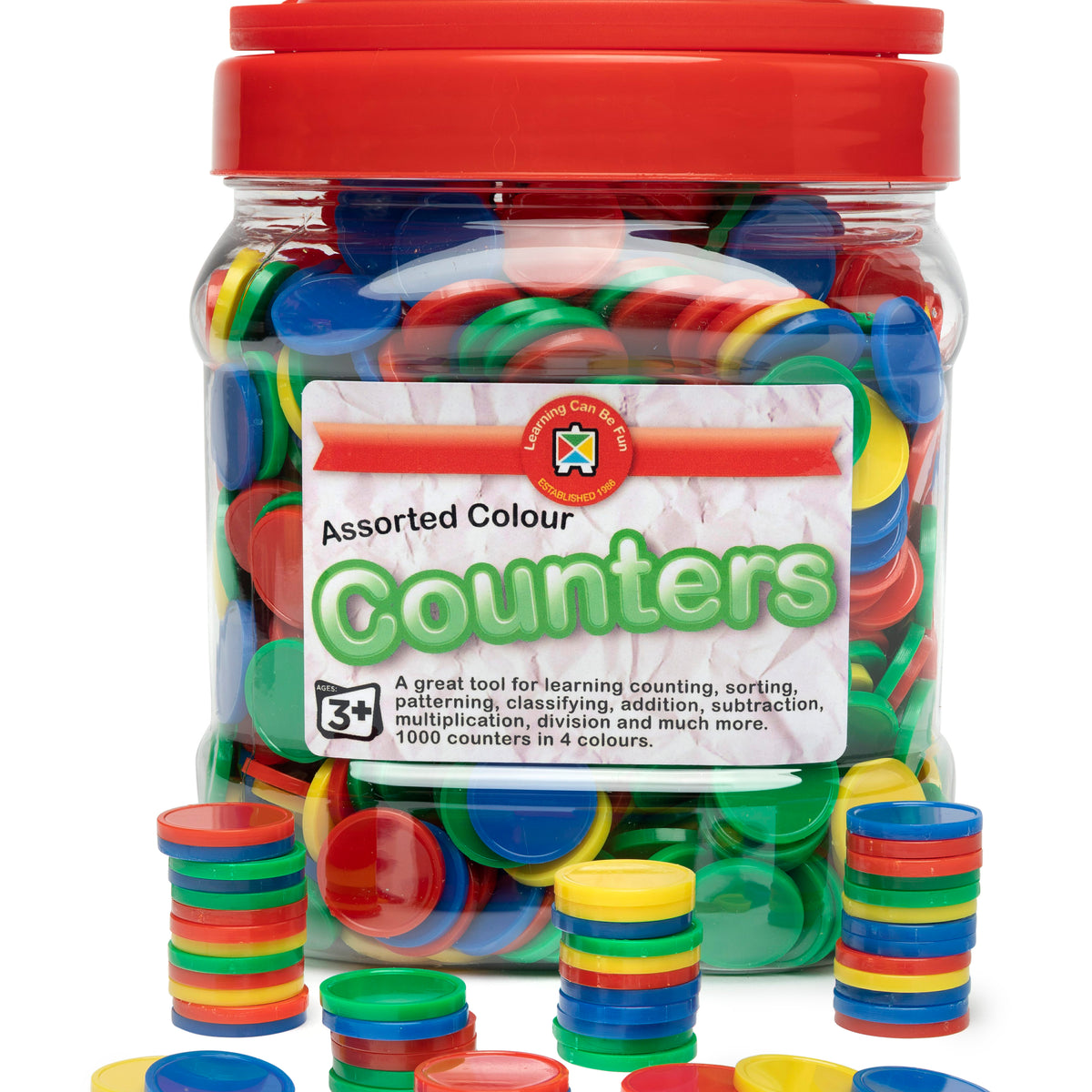 Small 4 Colour Counters Jar of 1000 | Educational Vantage