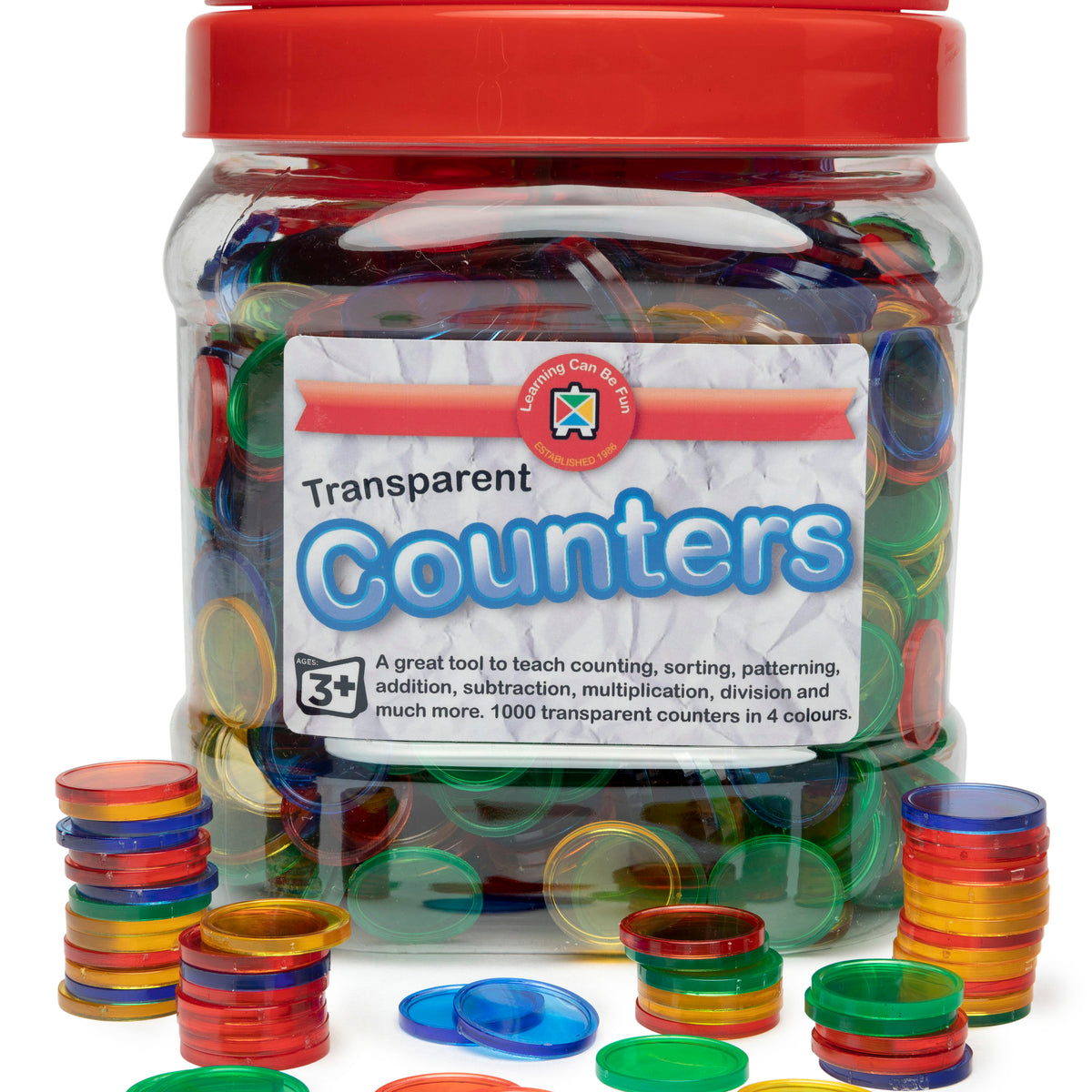 Small Transparent Counters Jar of 1000 | Educational Vantage