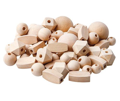 Wooden Natural Beads Assorted Pack of 92 | Educational Vantage