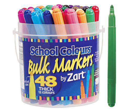 School Colours Thick Markers Pack of 48 | Educational Vantage